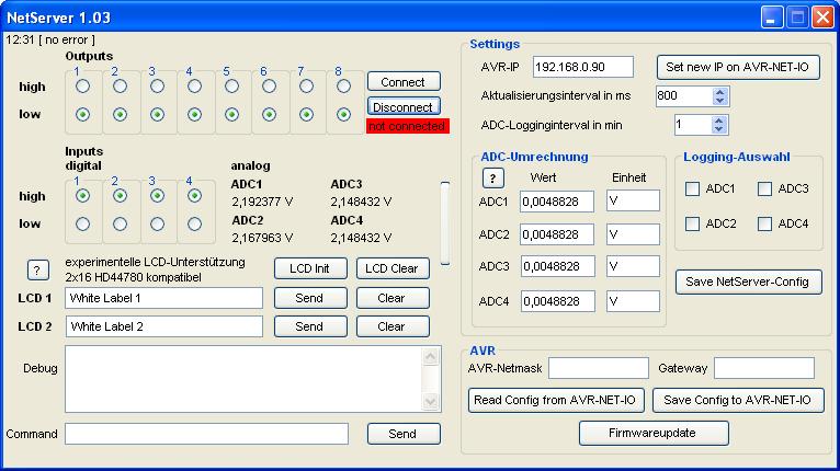 Inbetriebnahme des AVR-NET-IO